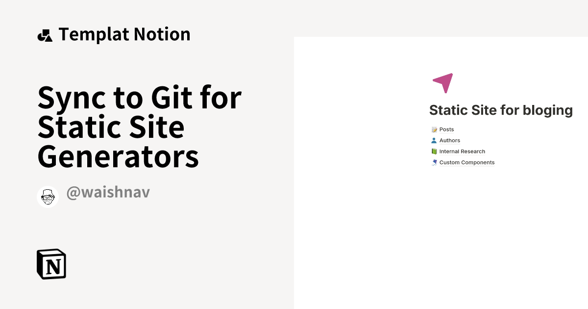 Templat Sync to Git for Static Site Generators | Notion Marketplace