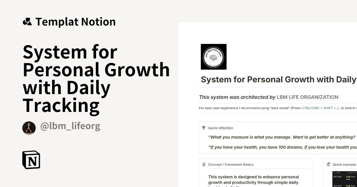 System for Personal Growth with Daily Tracking Templat oleh LBM Life ...