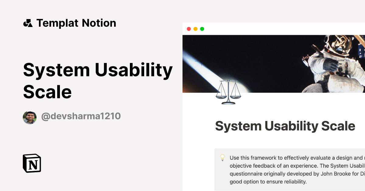 System Usability Scale Templat oleh Dev Sharma | Notion Marketplace