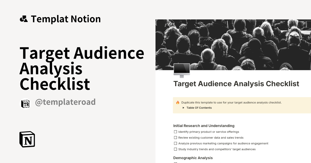 Target Audience Analysis Checklist Templat oleh Template Road | Notion ...