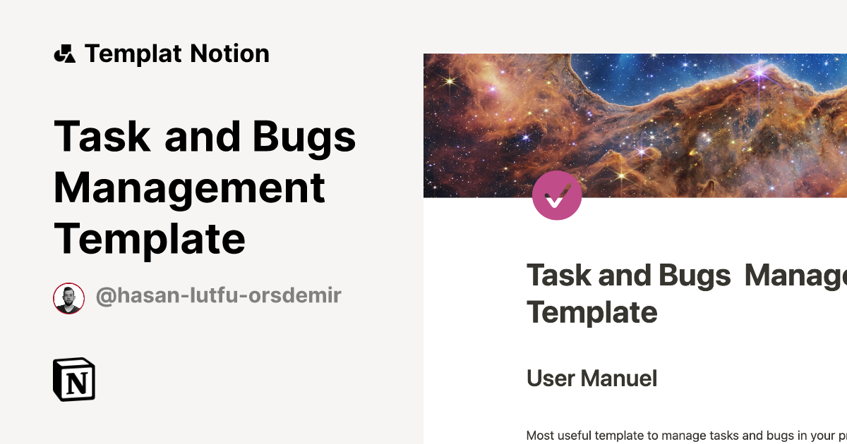 Task and Bugs Management Template Templat oleh Hasan Lütfü Örsdemir | Notion Marketplace