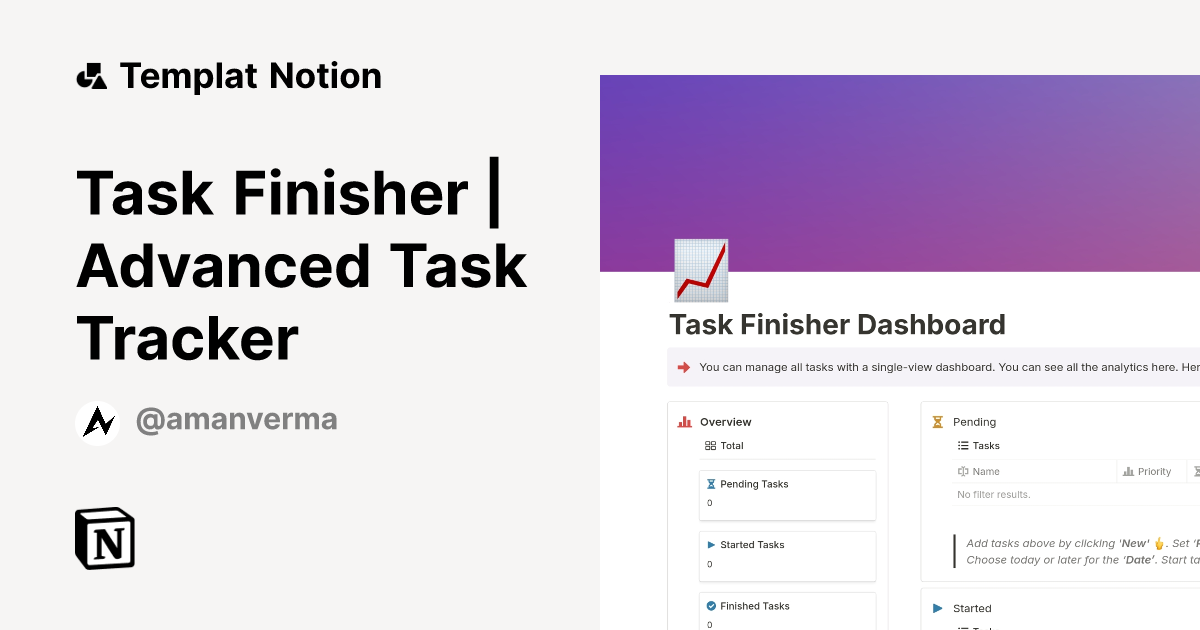 Templat Task Finisher | Advanced Task Tracker | Notion Marketplace