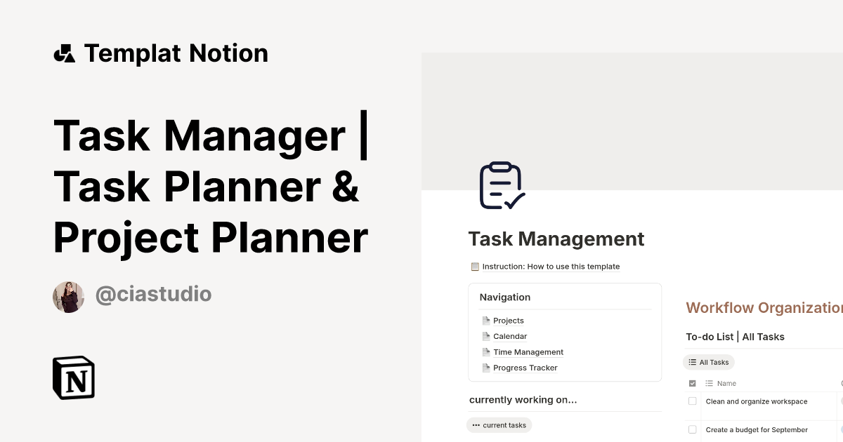 Templat Task Manager | Task Planner & Project Planner | Notion Marketplace
