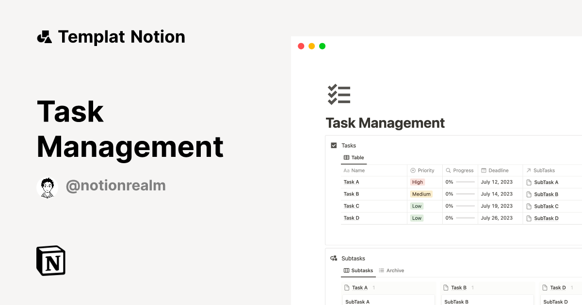 Templat Task Management | Notion Marketplace
