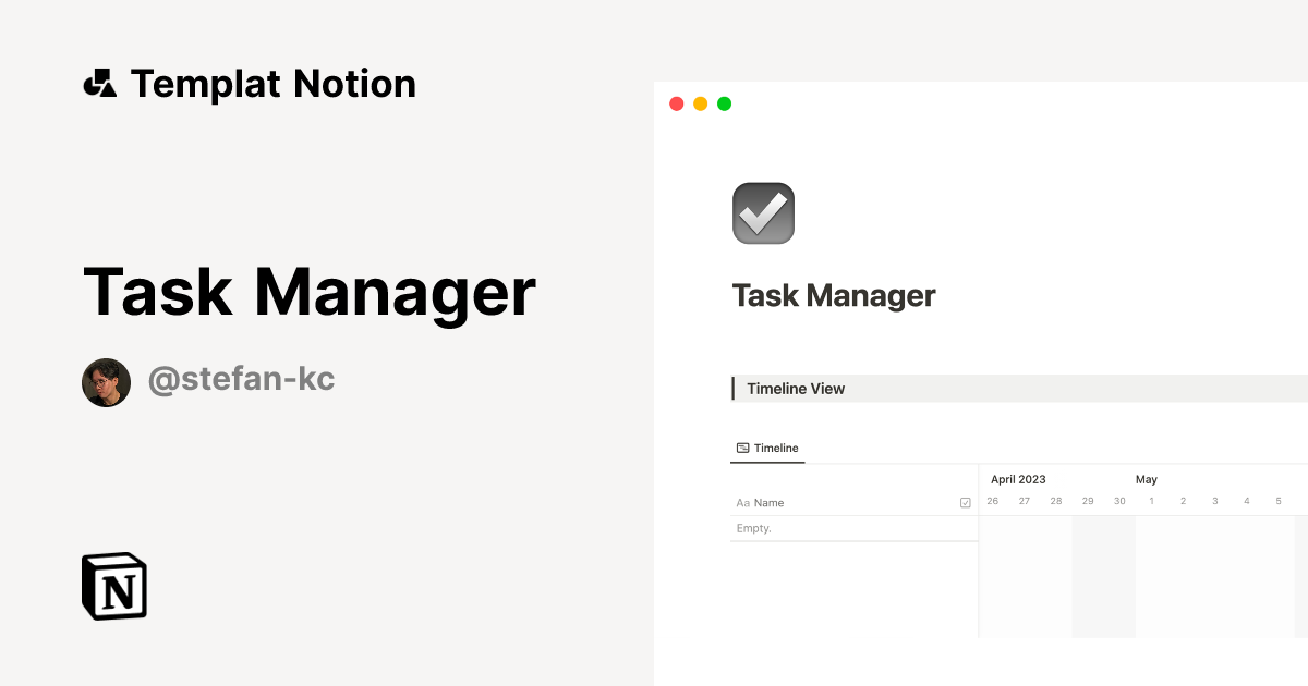 Task Manager Templat oleh Stefan Kc | Notion Marketplace