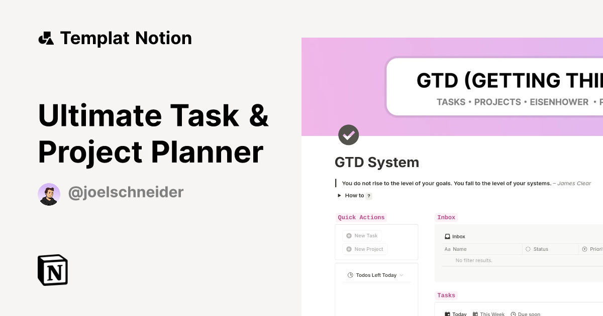 Templat Ultimate Task & Project Planner | Notion Marketplace