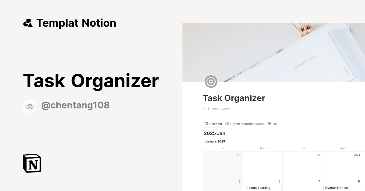 Templat Task Organizer | Notion Marketplace