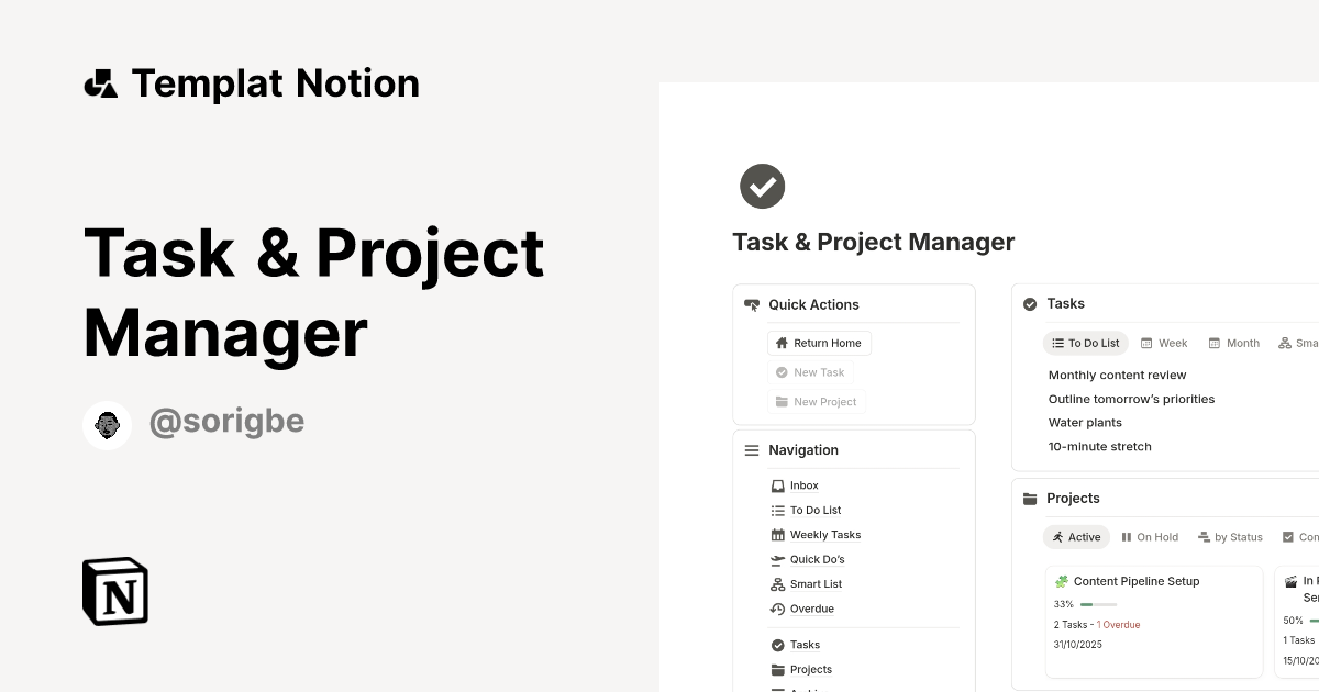 Templat Task & Project Manager | Notion Marketplace