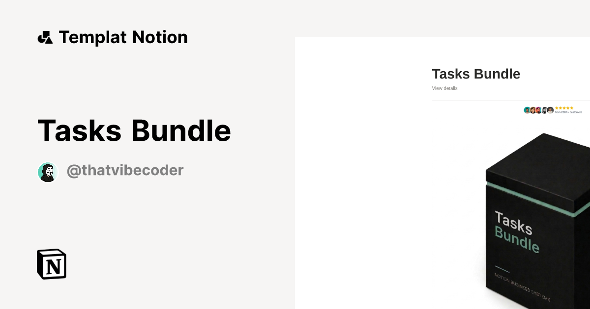 Tasks Bundle Templat oleh That Vibe Coder | Notion Marketplace