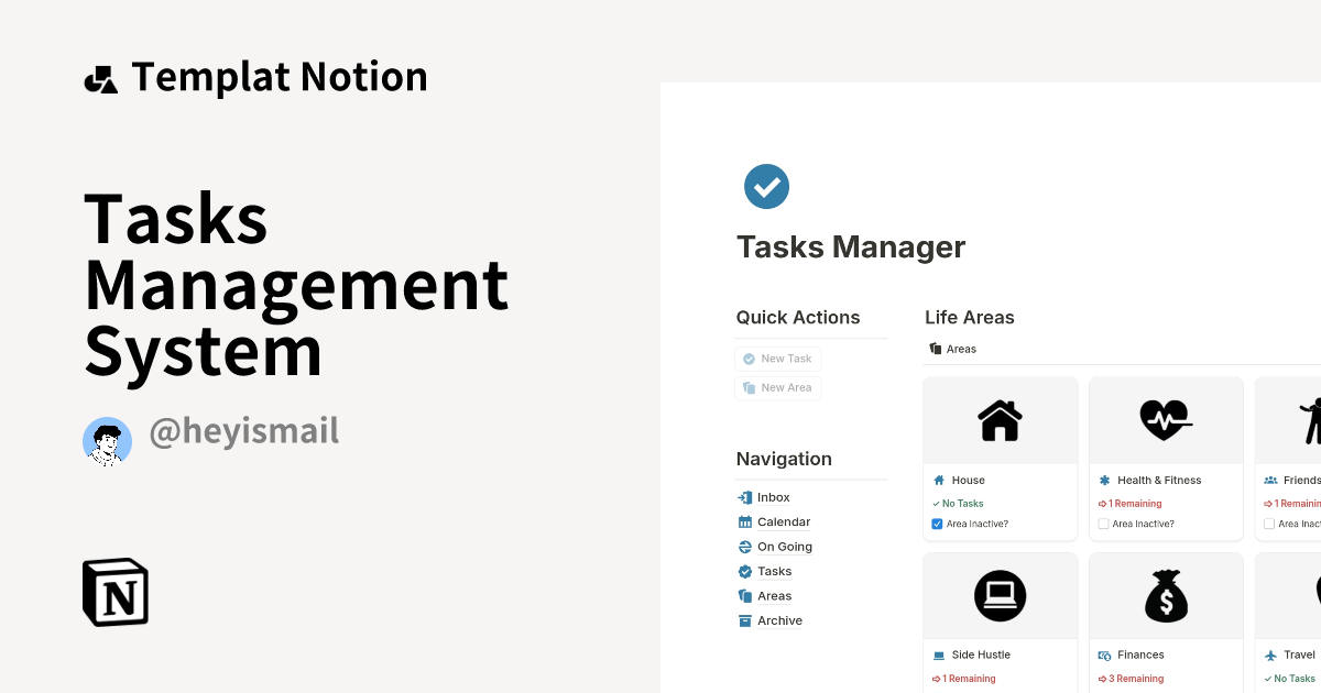 Tasks Management System Templat oleh heyismail | Notion Marketplace