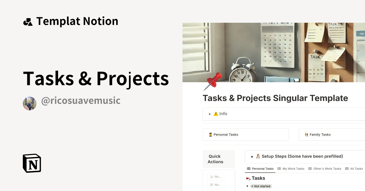 Templat Tasks & Projects | Notion Marketplace