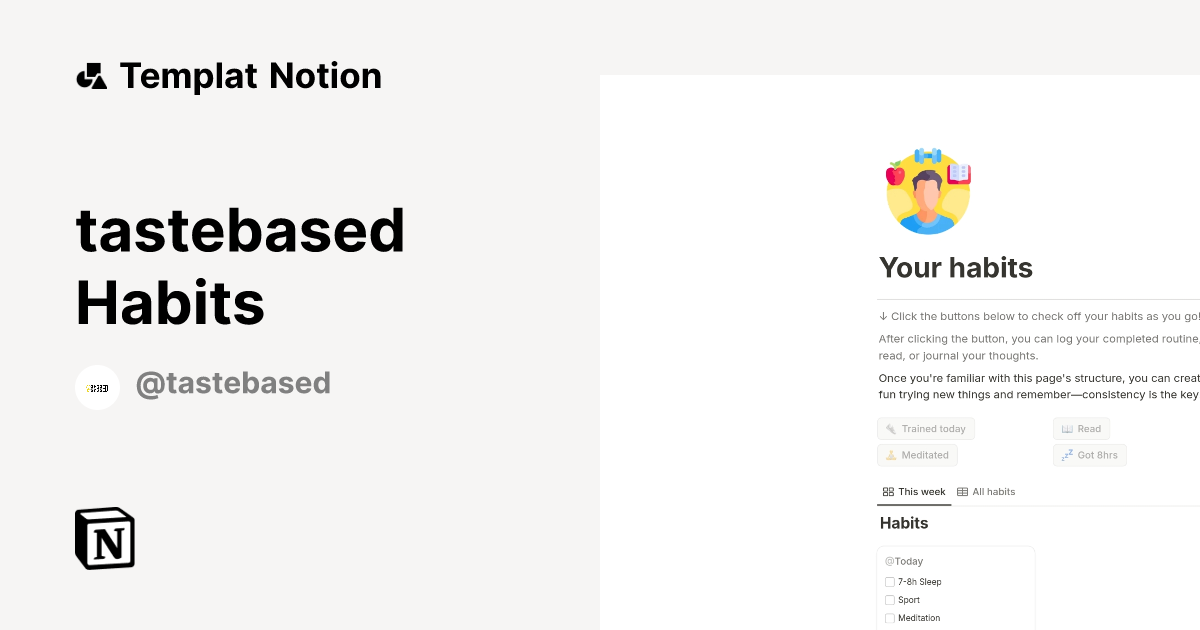 Templat tastebased Habits | Notion Marketplace