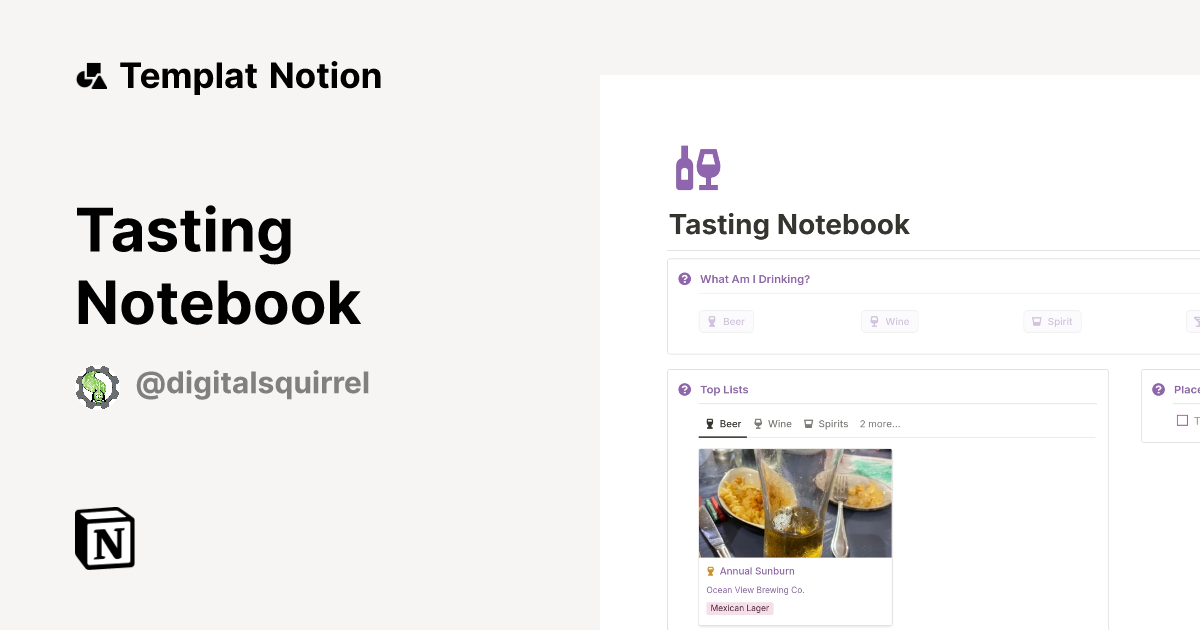 Templat Tasting Notebook | Notion Marketplace