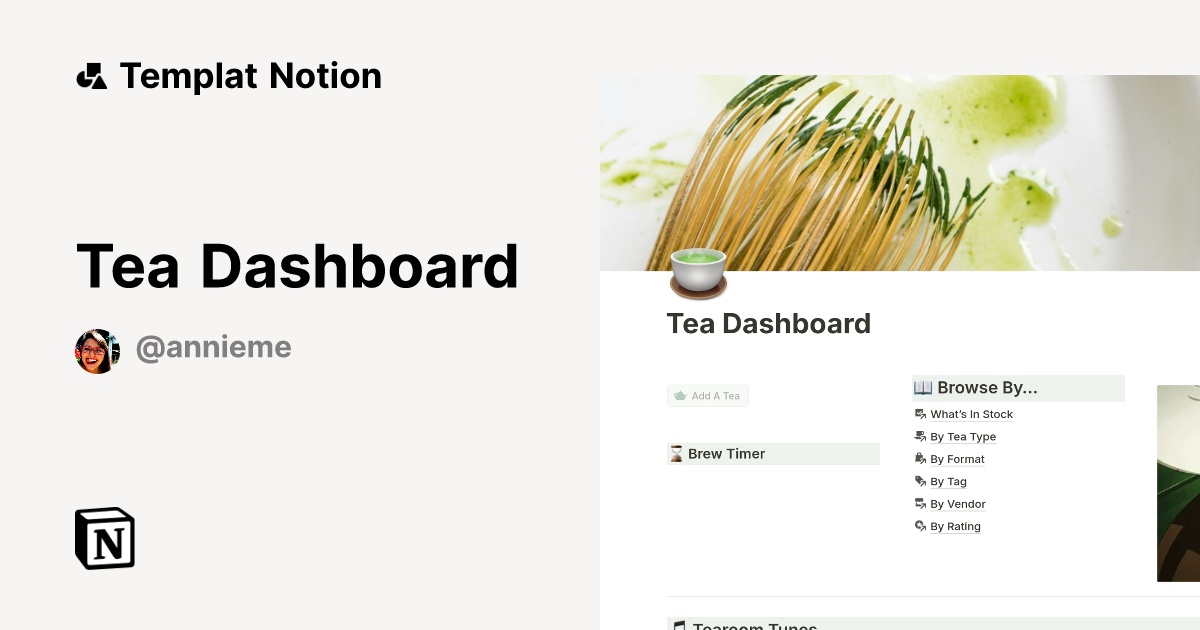 Templat Tea Dashboard | Notion Marketplace