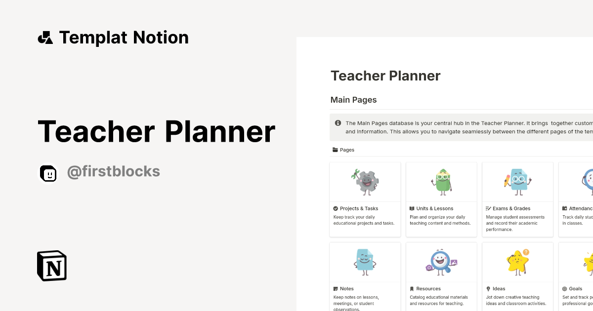 Templat Teacher Planner | Notion Marketplace