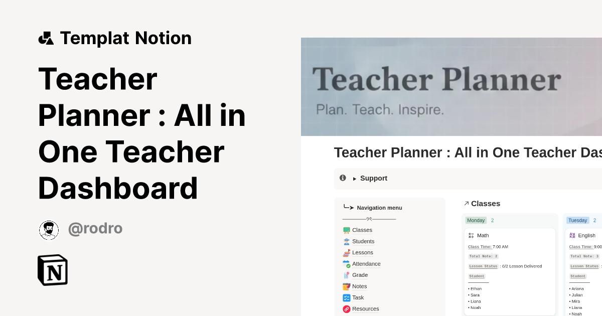 Teacher Planner : All in One Teacher Dashboard Templat oleh Rodro ...