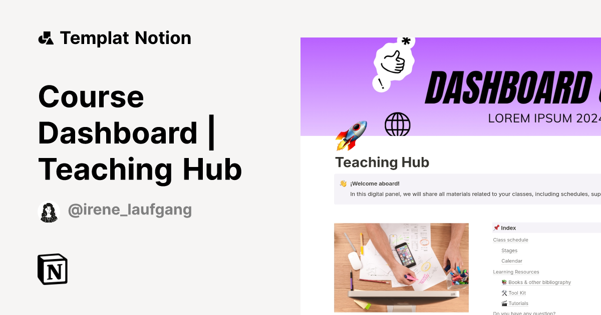 Templat Course Dashboard | Teaching Hub | Notion Marketplace
