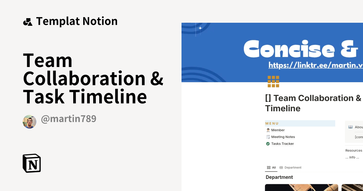 Templat Team Collaboration & Task Timeline | Notion Marketplace