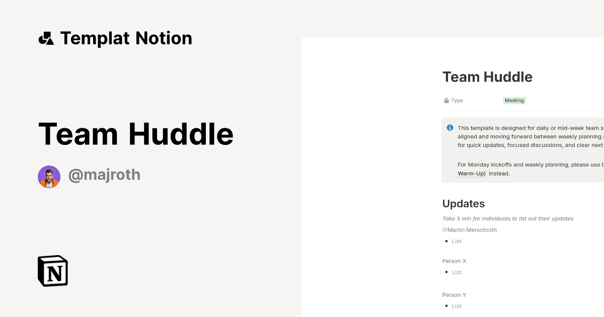 Templat Team Huddle | Notion Marketplace
