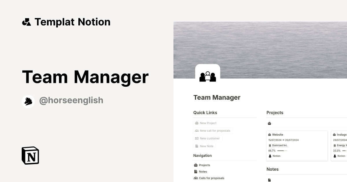 Templat Team Manager | Notion Marketplace
