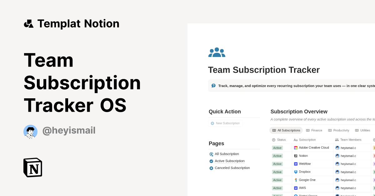 Templat Team Subscription Tracker OS | Notion Marketplace