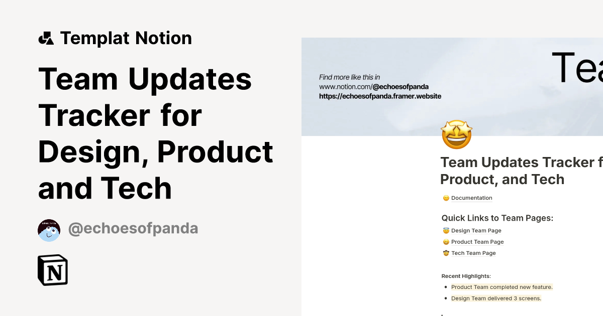 Templat Team Updates Tracker for Design, Product and Tech | Notion ...