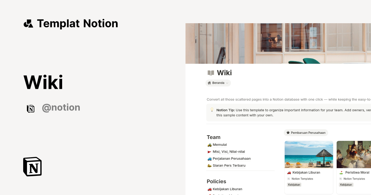 Wiki Templat oleh Notion | Notion Marketplace