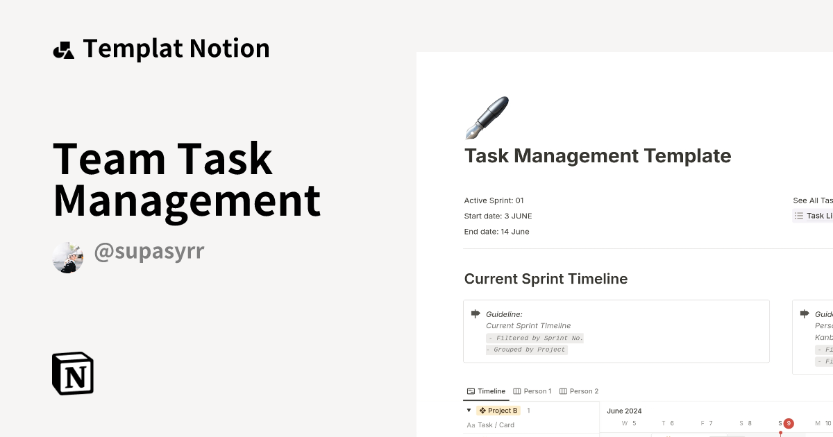 Templat Team Task Management | Notion Marketplace