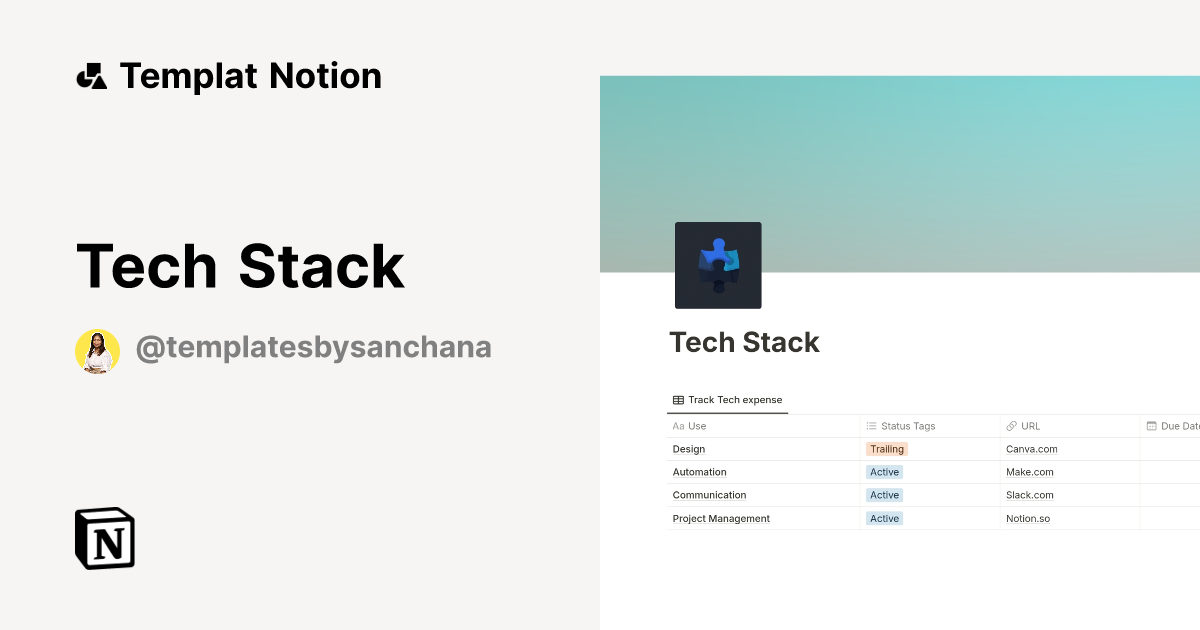 Templat Tech Stack | Notion Marketplace