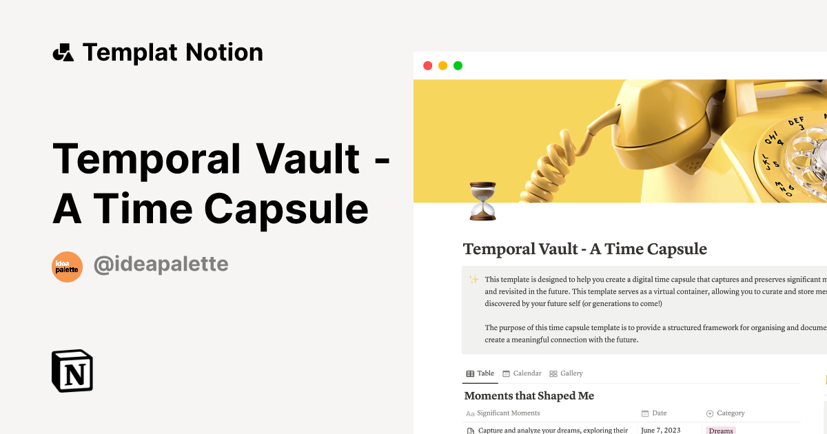 Templat Temporal Vault - A Time Capsule | Notion Marketplace