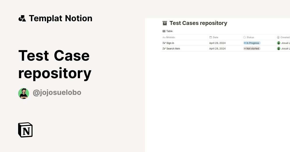 Templat Test Case repository | Notion Marketplace