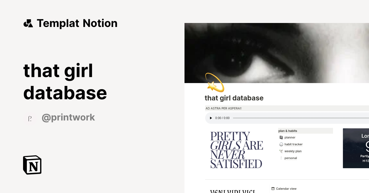 Templat that girl database | Notion Marketplace