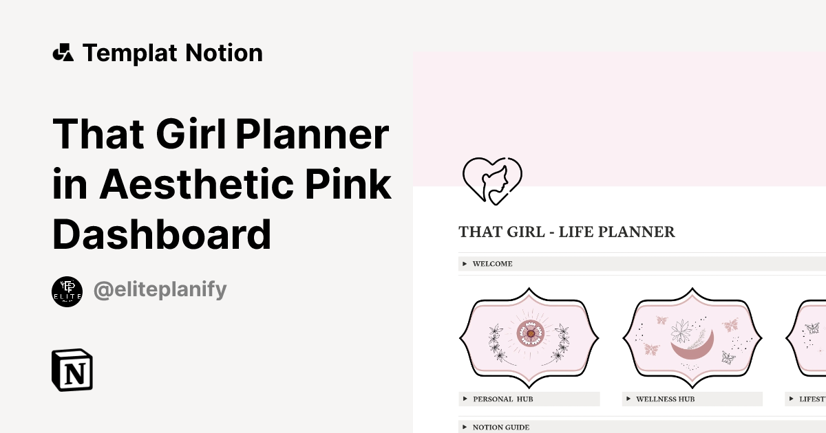 That Girl Planner in Aesthetic Pink Dashboard Templat oleh Elite ...