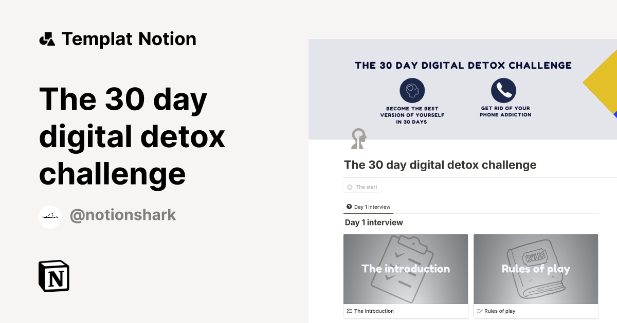 The 30 day digital detox challenge Templat oleh Notionshark | Notion ...