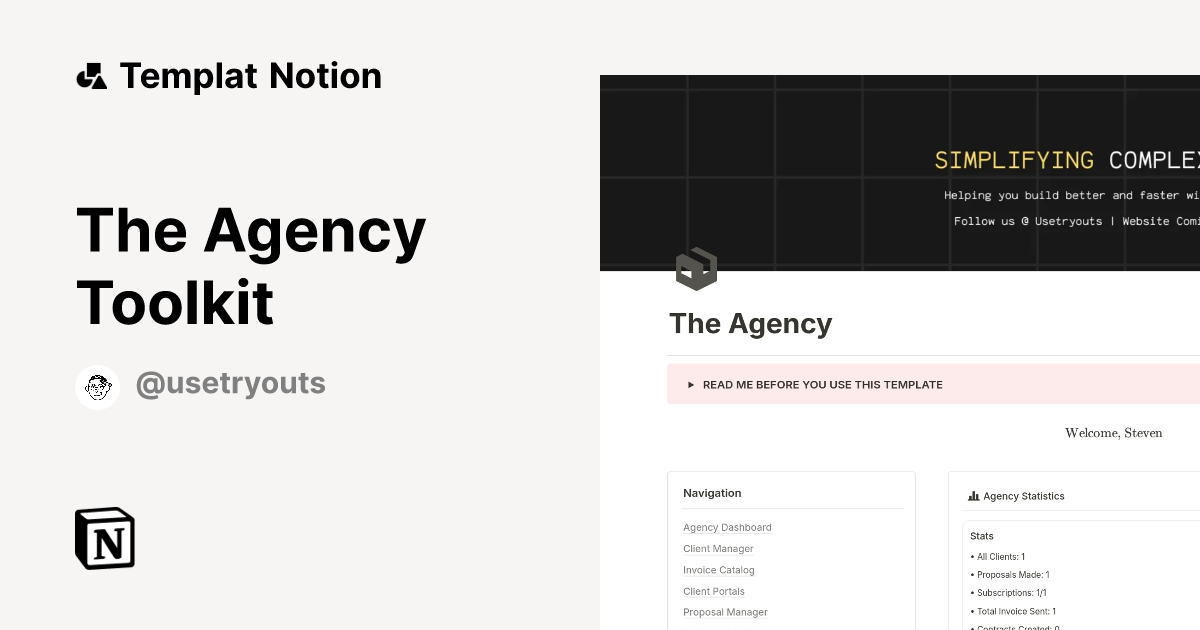 The Agency Toolkit Templat oleh TryOuts | Notion Marketplace
