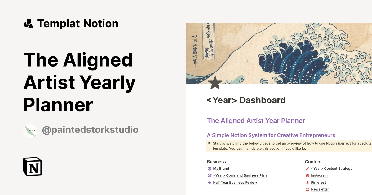 Templat The Aligned Artist Yearly Planner | Notion Marketplace