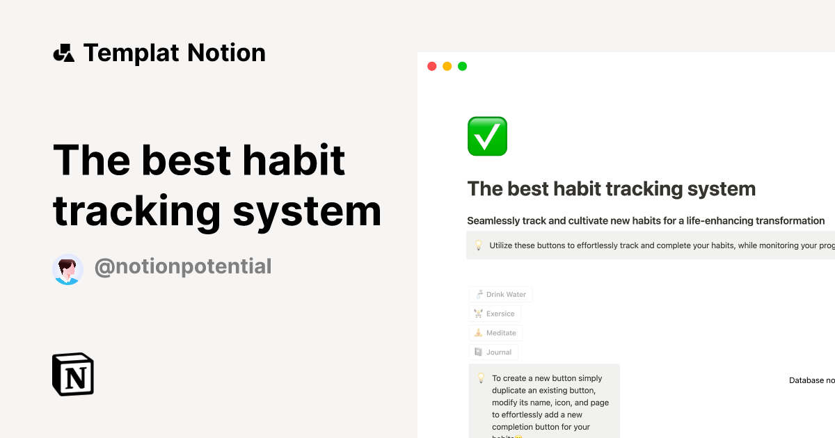 Templat The best habit tracking system | Notion Marketplace
