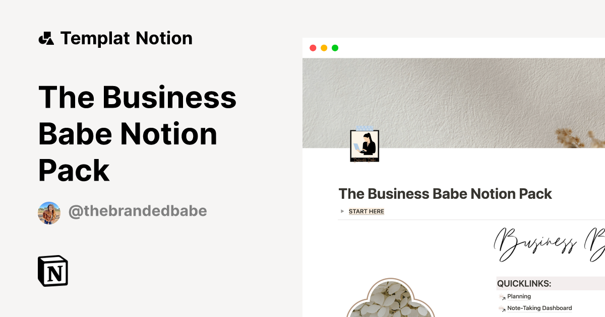 Templat The Business Babe Notion Pack | Notion Marketplace
