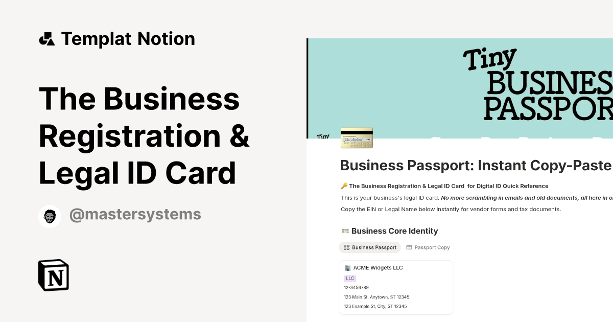 The Business Registration & Legal ID Card Templat oleh Tiny Master ...