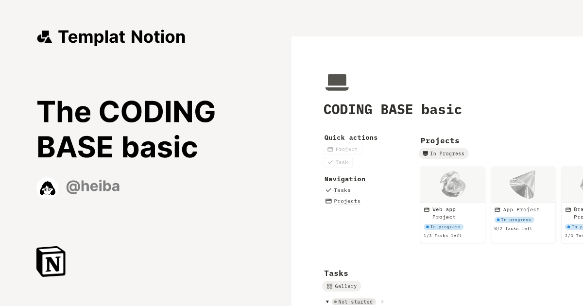 The CODING BASE basic Templat oleh Heiba | Notion Marketplace