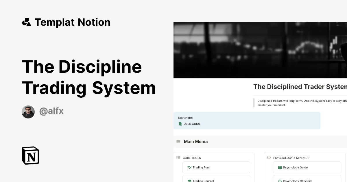 The Discipline Trading System Templat oleh ALFX | Notion Marketplace