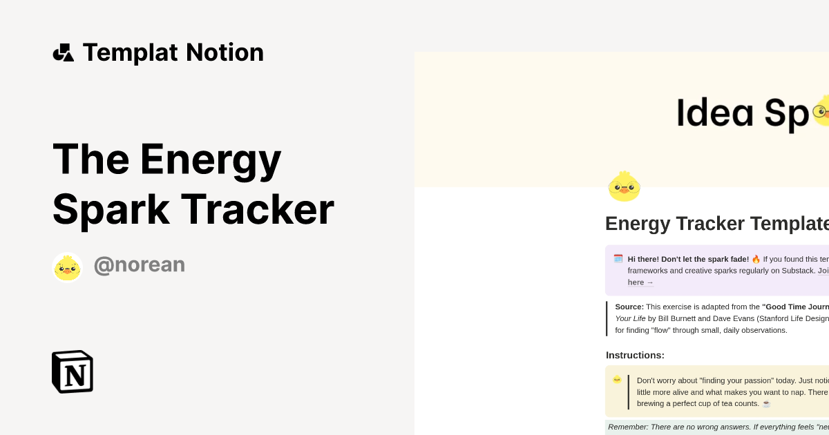 The Energy Spark Tracker Templat oleh Idea Spark | Notion Marketplace