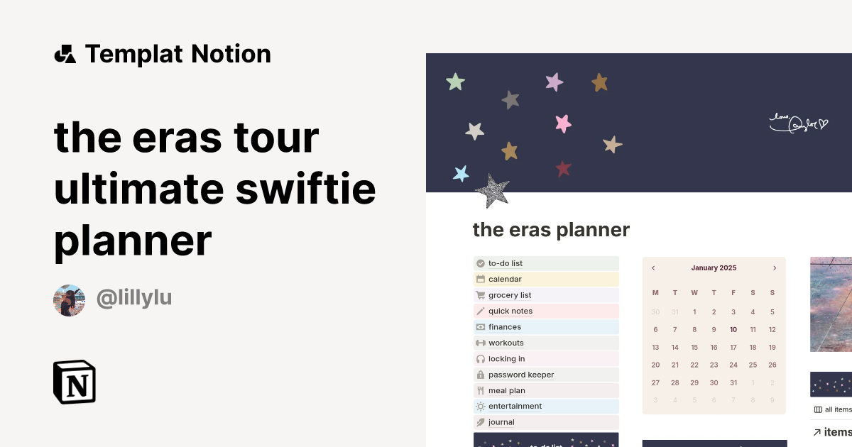 the eras tour ultimate swiftie planner Templat oleh lillylu | Notion ...