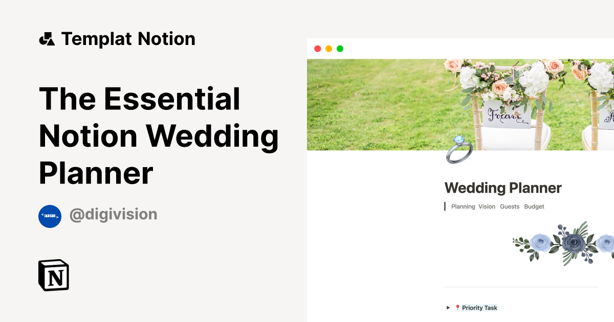The Essential Notion Wedding Planner Templat oleh DigiVision | Notion Marketplace