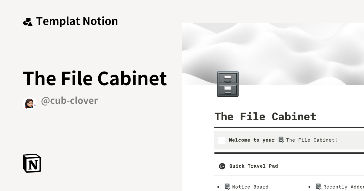 The File Cabinet Templat oleh Cub & Clover | Notion Marketplace