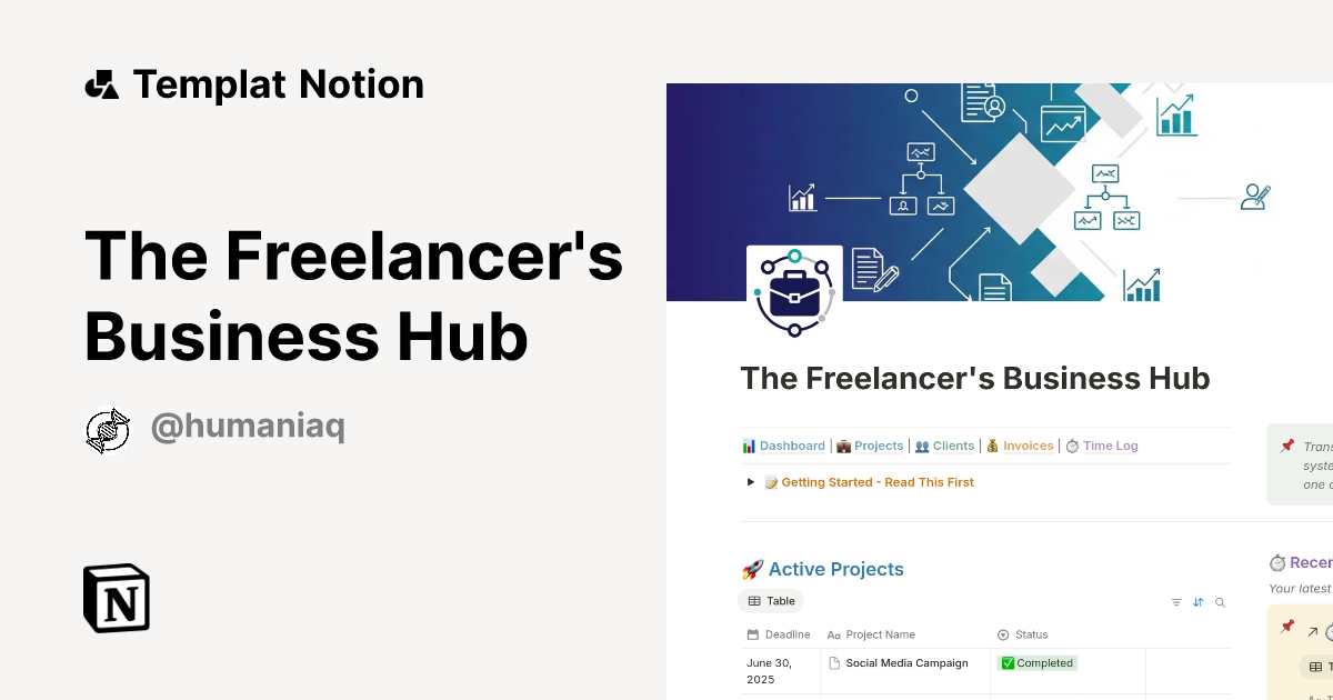 Templat The Freelancer's Business Hub | Notion Marketplace