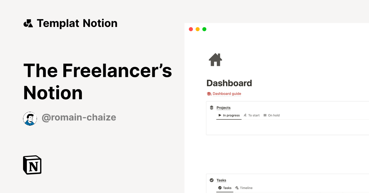 The Freelancer’s Notion Templat oleh Romain Chaize | Notion Marketplace