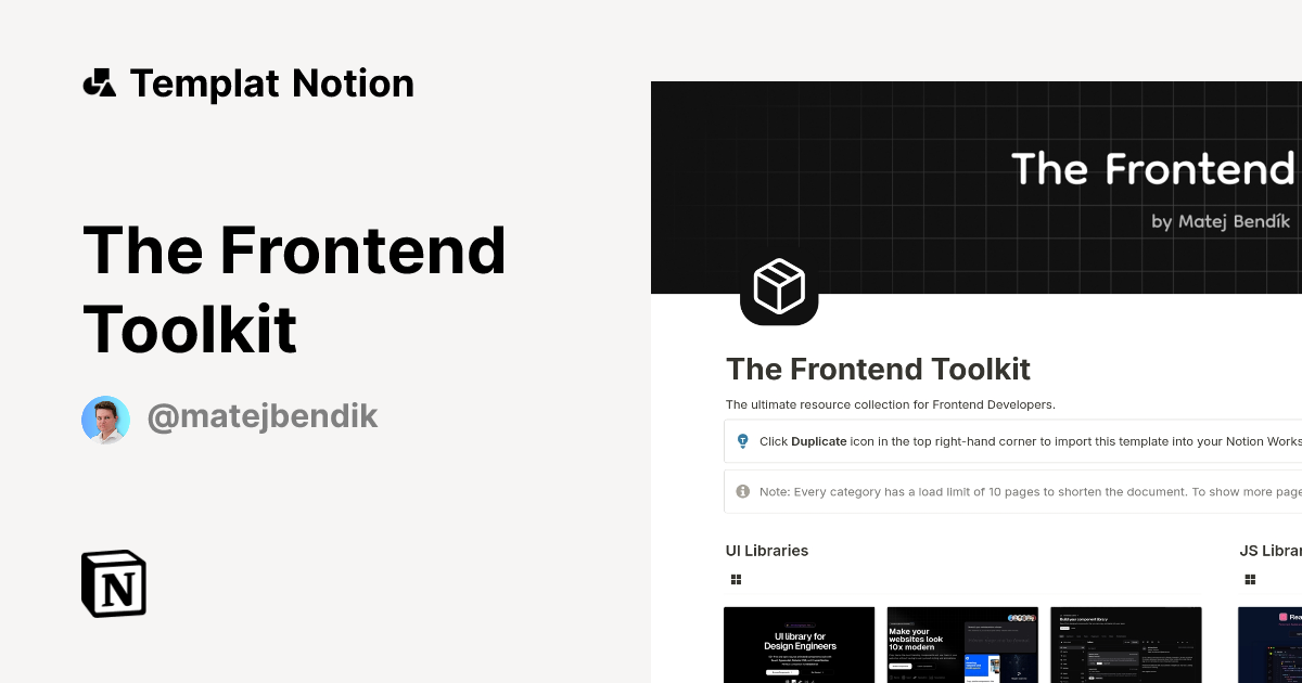 Templat The Frontend Toolkit | Notion Marketplace