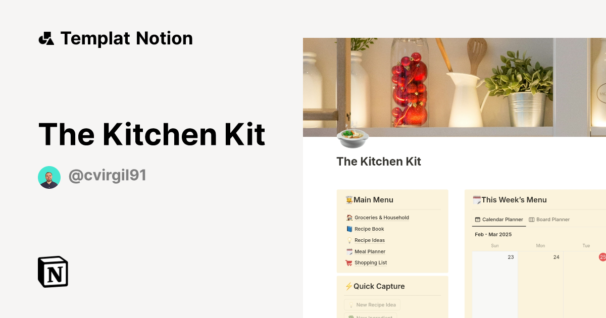 Templat The Kitchen Kit | Notion Marketplace