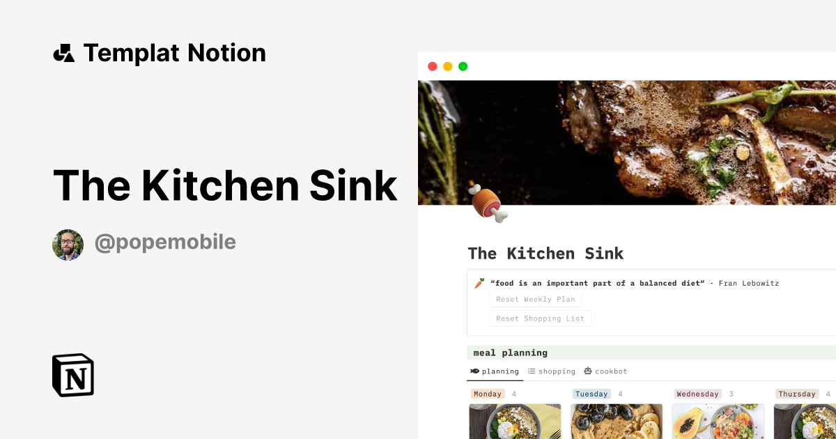 The Kitchen Sink Templat oleh Sean O'Neil | Notion Marketplace